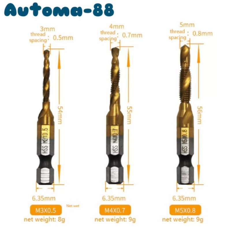 Jual Mata Bor Taper Pembuat Tap Ulir Drat Hss 6 Pcs M3-m4-m5-m6-m8-m10 Di Seller Ksm Store ...