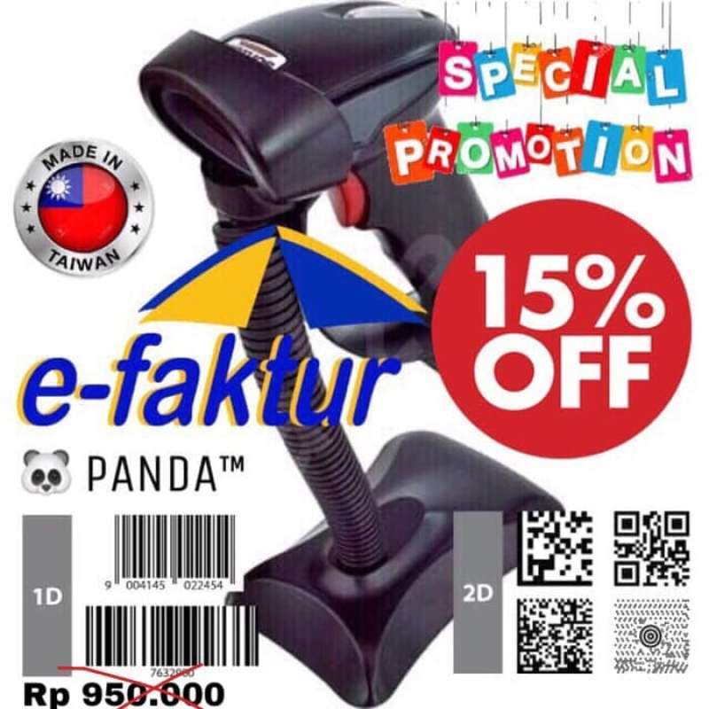 Jual 2D Barcode Scanner E-Faktur Panda Prj-890A Auto+Stand(Qr Code ...