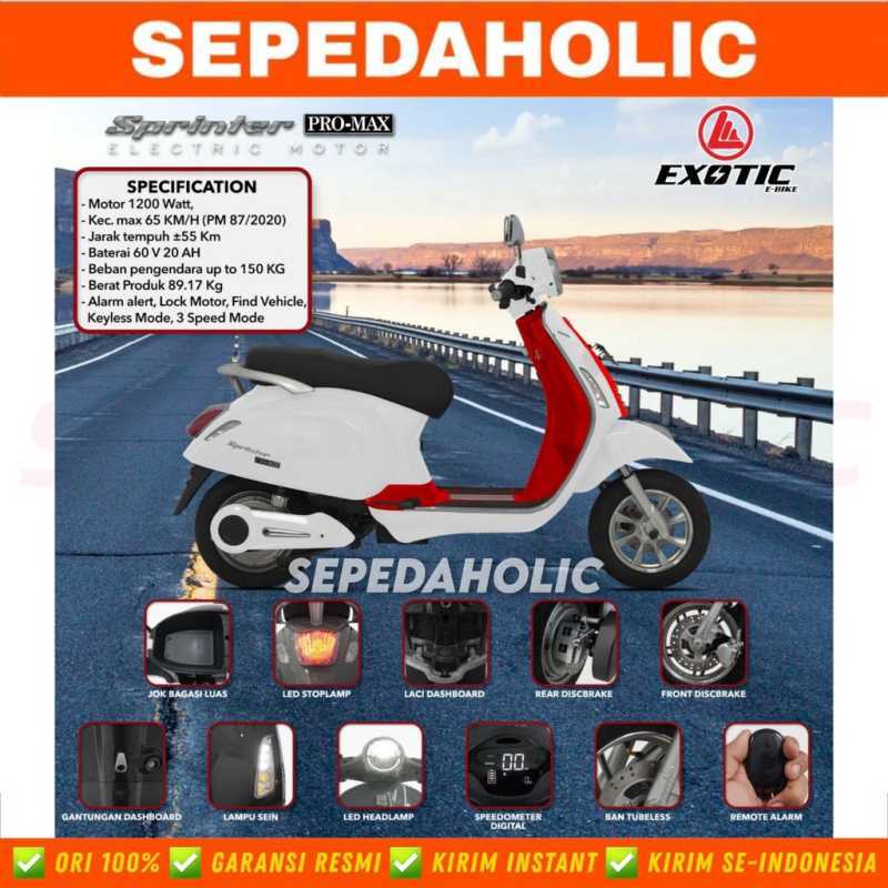 Promo Sepeda Motor Listrik Exotic Sprinter Pro Max 1200 Watt Electric E ...