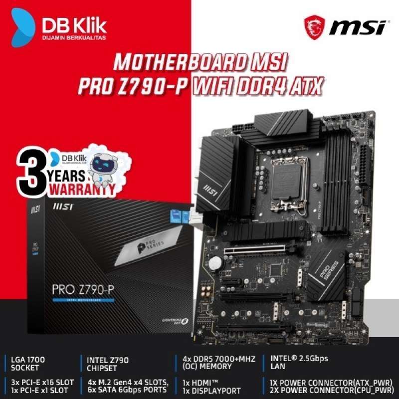 Jual Motherboard Msi Pro Z790-p Wifi Ddr4 Atx Lga1700 Hdmi Dp - Z790 P ...