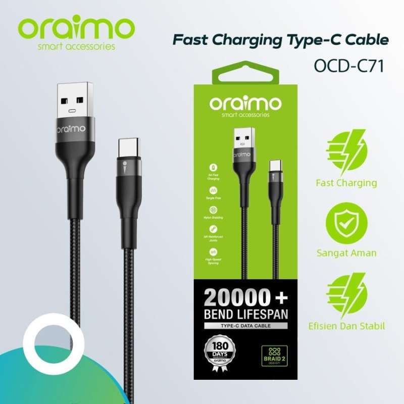 Jual Oraimo Kabel Data Type-C Android USB Cable Fast Charging OCD-C71 ...