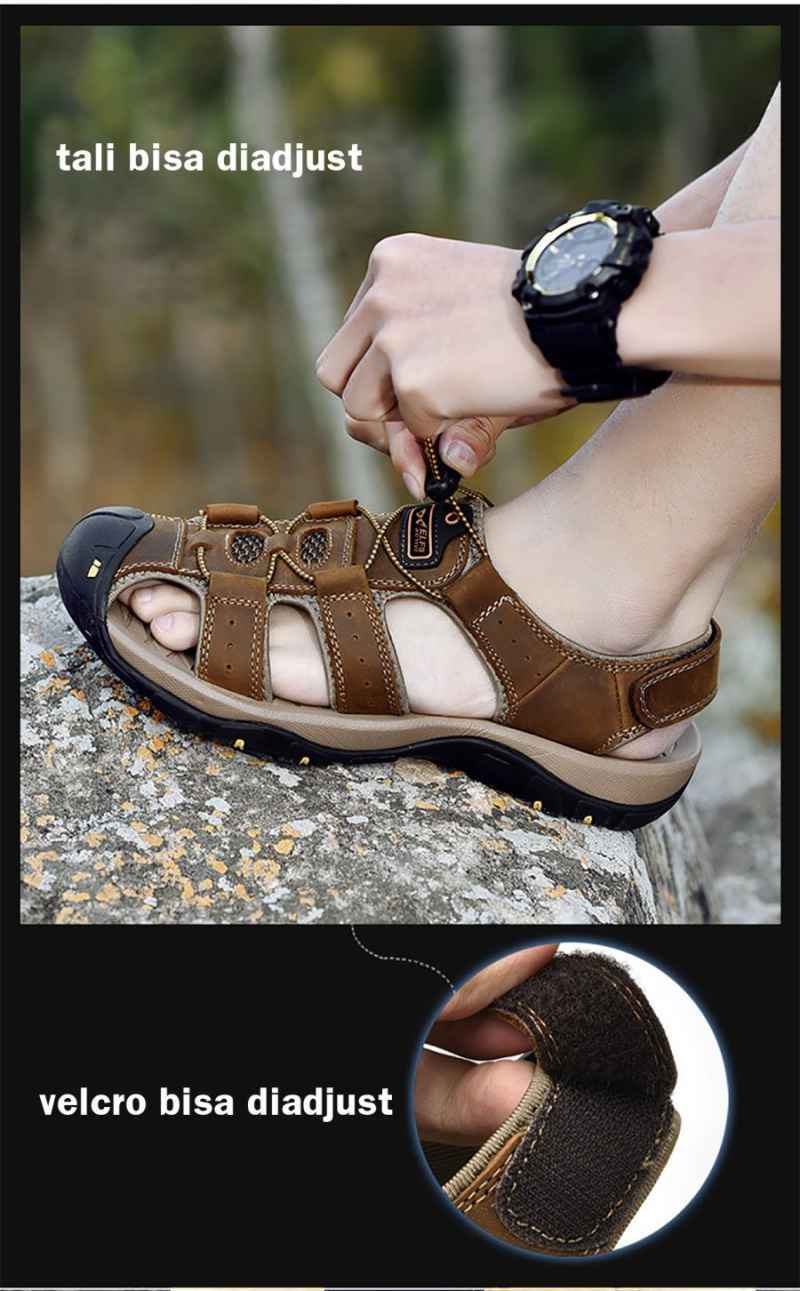 Promo Sepatu Sandal Gunung Kulit Asli / Sendal Hiking Outdoor Unisex ...