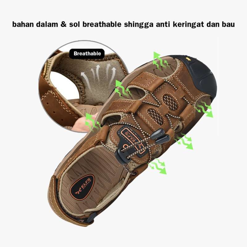 Promo Sepatu Sandal Gunung Kulit Asli / Sendal Hiking Outdoor Unisex ...