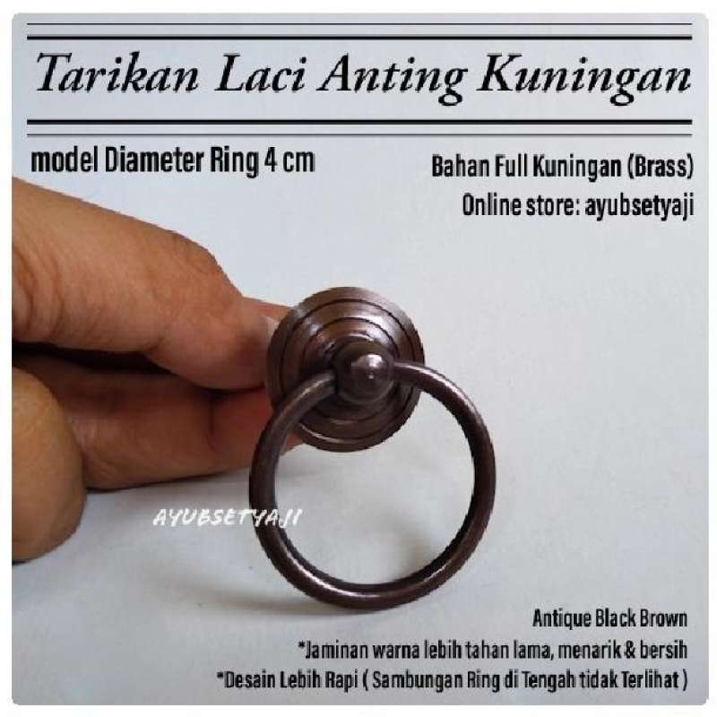 Jual Handle Pintu Lemari Kuningan Model Anting Diameter Ring 4cm ...