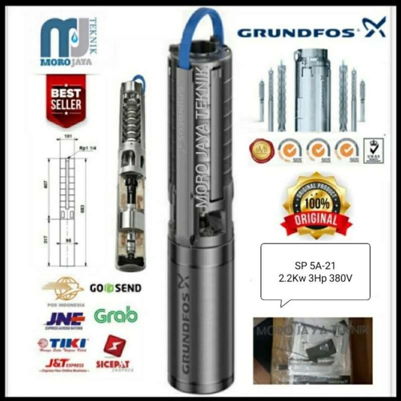 Promo Grundfos Sp.5A-21 2,2Kw 380Volt Pompa Submersible Grundfos 3Hp ... Promo Grundfos Sp.5A-21 2,2Kw 380Volt Pompa Submersible Grundfos 3Hp ...