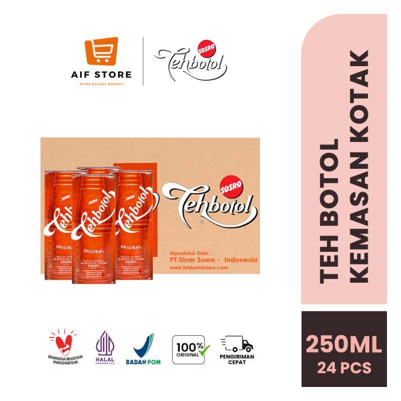 Jual Teh Botol Sosro 1 Dus Kemasan Kotak isi 250 ml isi Original BPOM ...