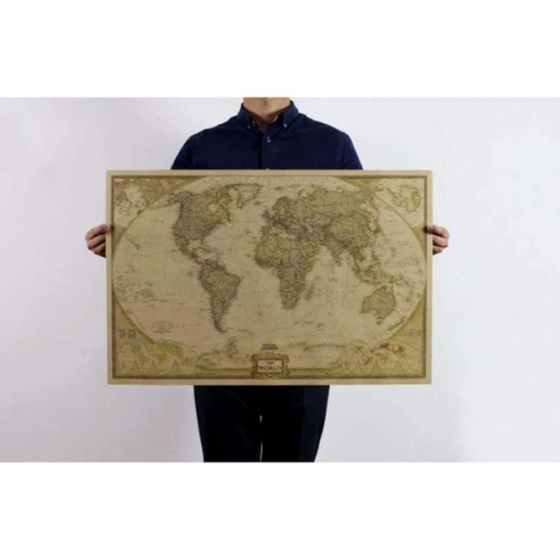 Promo Poster Peta Dunia Large Vintage World Map Besar Klasik Classic ...