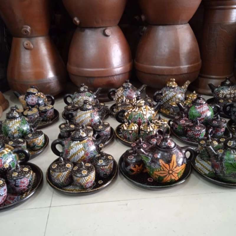 Jual Gerabah Tea Set Premium - Poci Batik Lukis - Teko Poci Batik Lukis ...