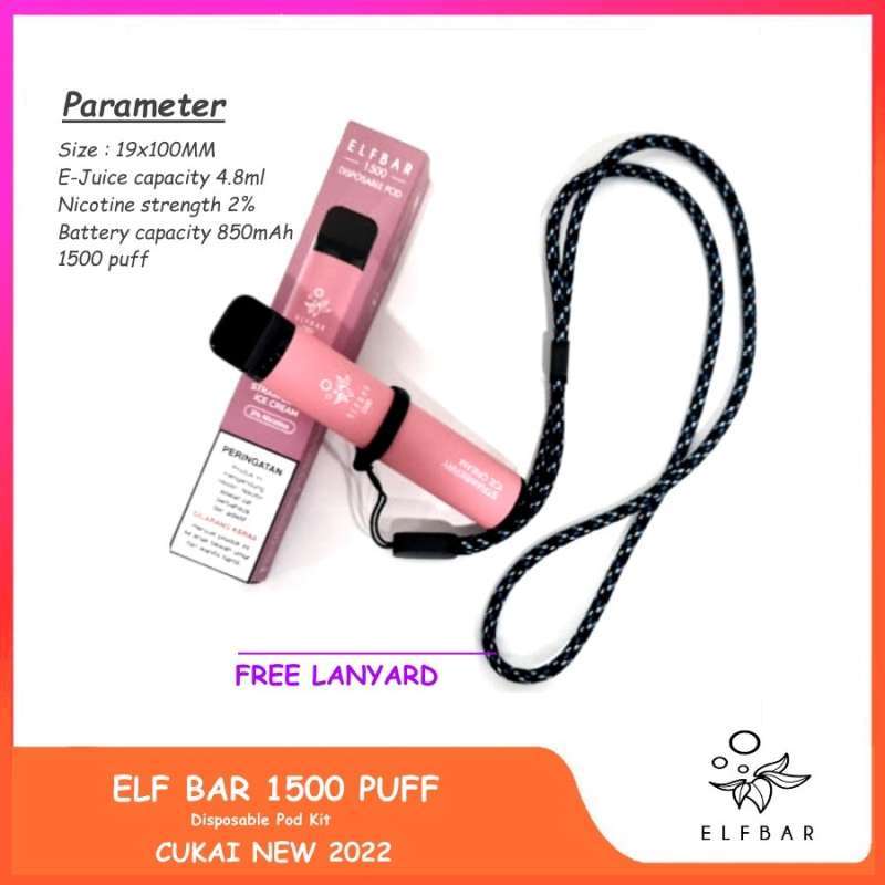 Jual Elfbar Elf bar 1500 puff Disposable Sekali pakai FREE Lanyard ...