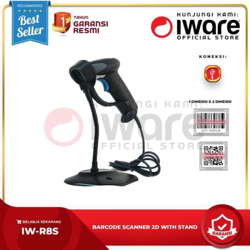 Promo Barcode Scanner E-Faktur Qr Code 2D/1D Iware R8S With Stand ...