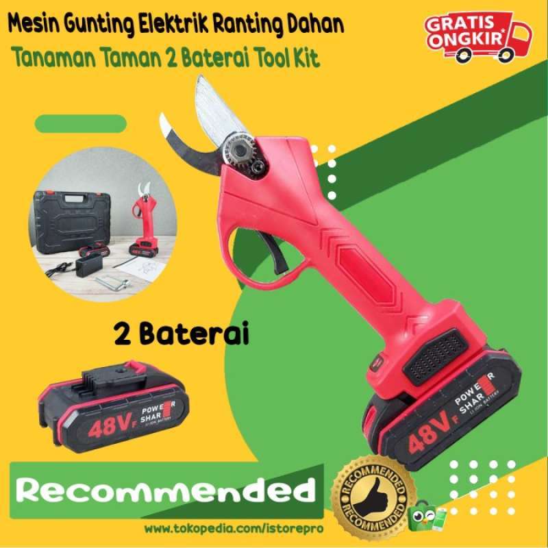 Promo Mesin Gunting Elektrik Ranting Dahan Tanaman Taman 2 Baterai Tool Kit Diskon 4% di Seller ...