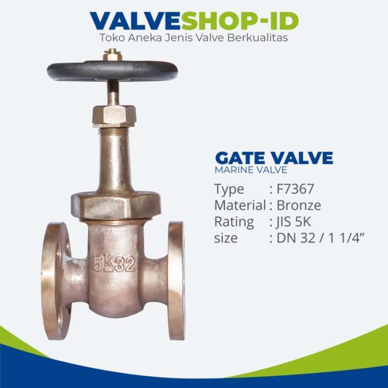 Promo Gate Valve Bronze JIS 5K DN32 1 1/4 Inch / Marine Valve [ F7367 ...