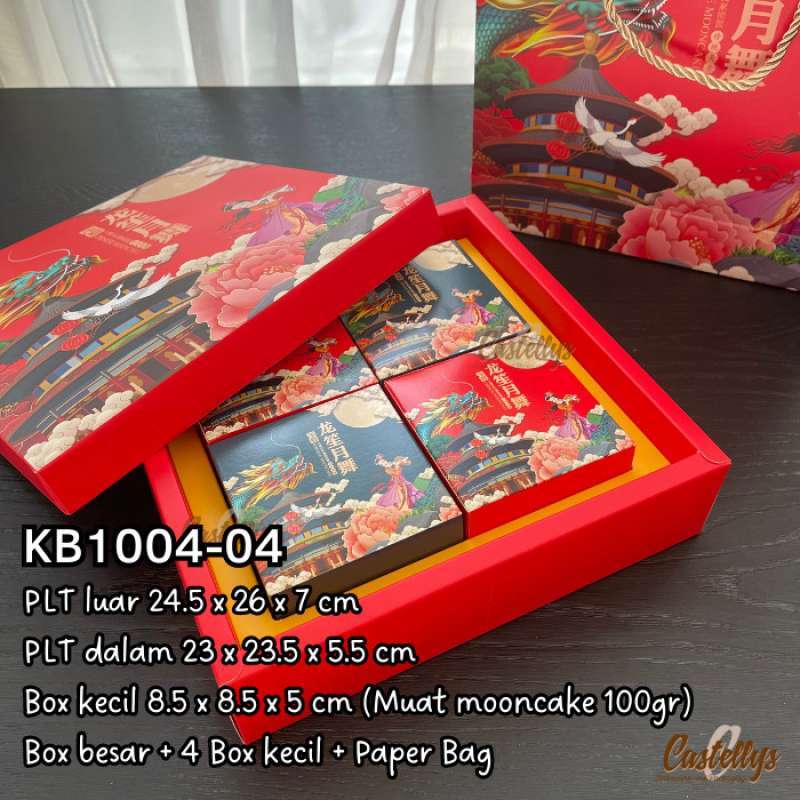 Jual 5 Set Kb1004-04 Kotak Box + Paper Bag Mooncake 100gr Kue Pia Bulan ...