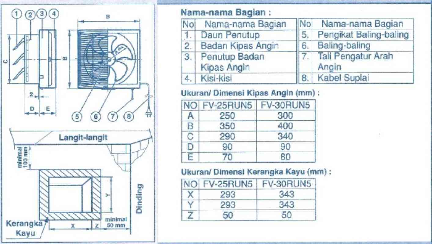 Jual Wall Exhaust Fan Merk Panasonic Tipe Fv-30run5 Ukuran 12 Inch Ori ...