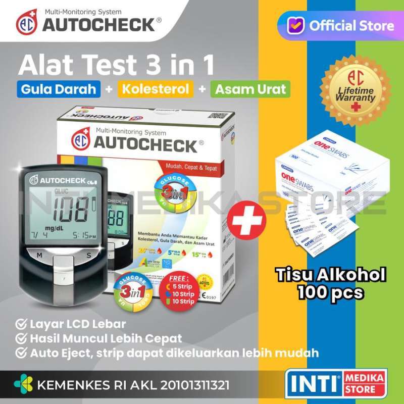 Jual Autocheck - Alat Cek 3in1 Gcu Gula Darah + Kolesterol + Asam Urat ...