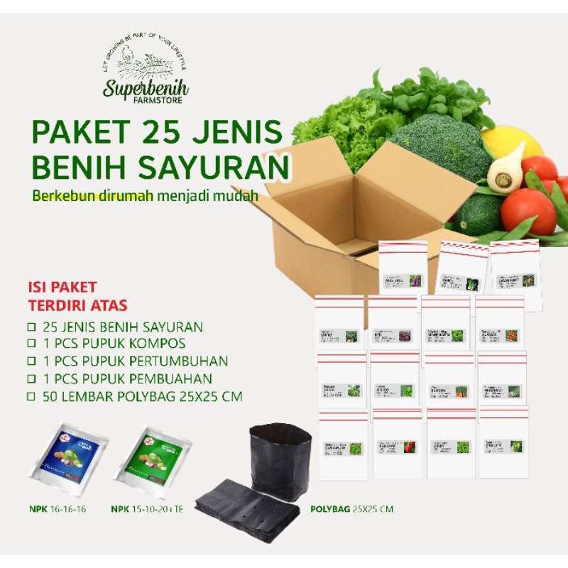 Jual Paket 25 Jenis Benih SAYURAN, lengkap unik banyak bonus di Seller Super Benih Indonesia ...