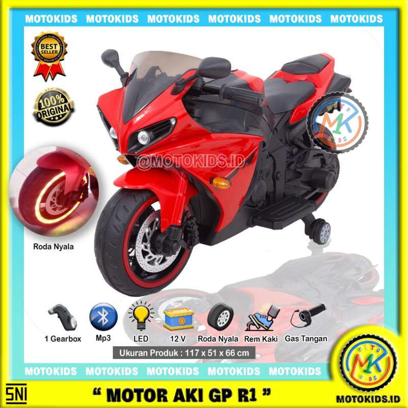 Jual Mainan Motor Aki Anak Model Gp R1 Sport Yamaha R1 Motokids Gas ...