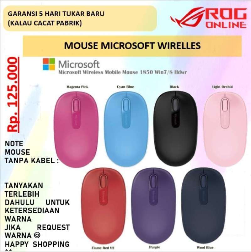 Jual Mouse Tanpa Kabel Mouse Wireless Ber Merek Bisa Pilih Warna Di ...