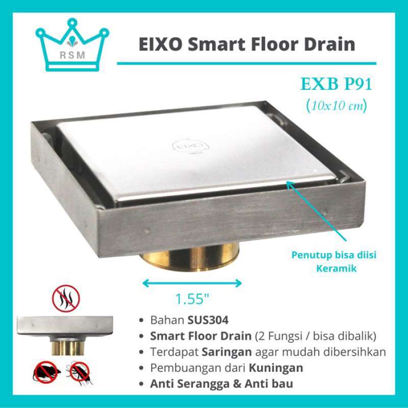 Promo Smart Floor Drain Stainless Eixo Sus304 Saringan Got Anti Kecoa ...
