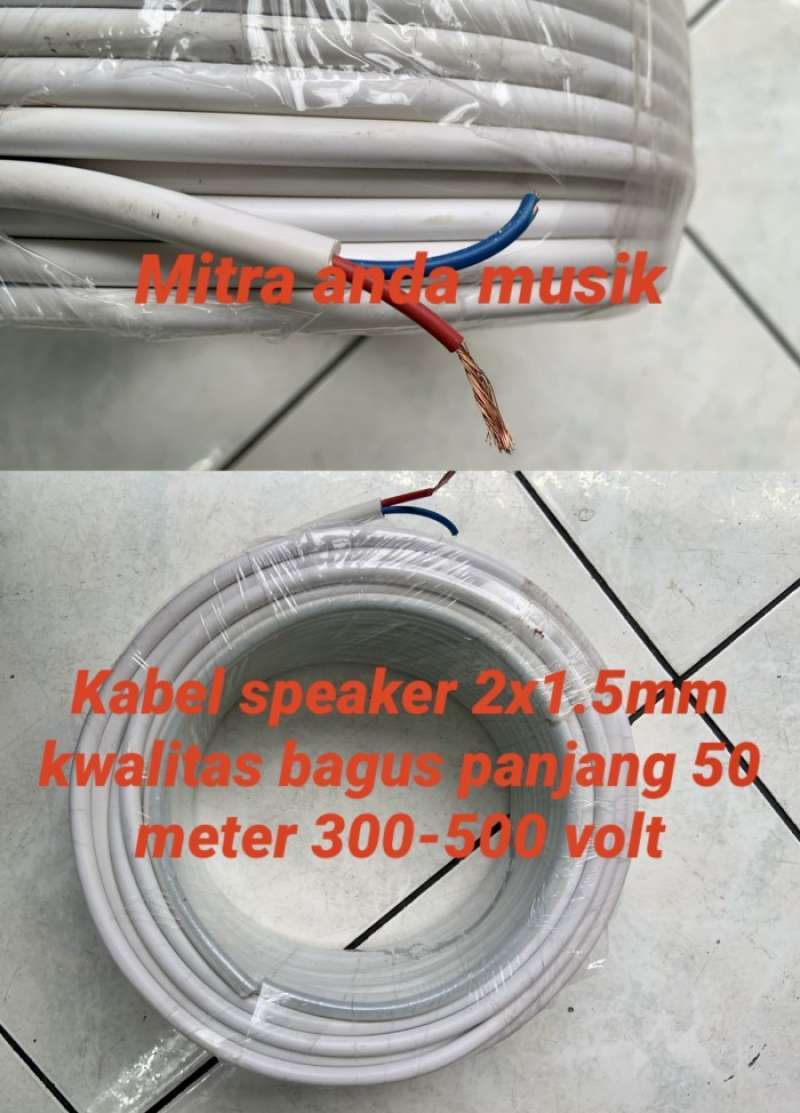 Promo Kabel Speaker Toa 2X1.5Mm Murni Panjang 50 Meter 300-500 Volt Pvc ...