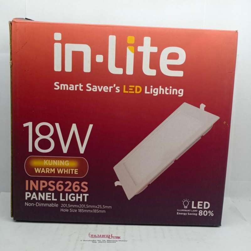 Jual downlight ib tanam plafon panel led kotak18w kuning warm white ...