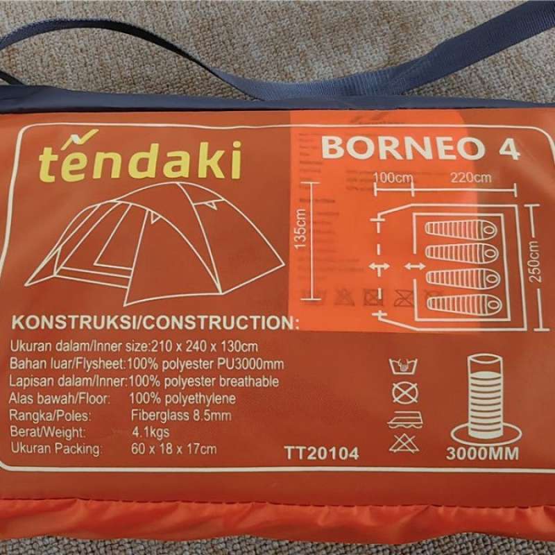 Jual Tenda Tendaki Borneo 4 / Tenda Camping Dome 4 Orang Double Layer ...