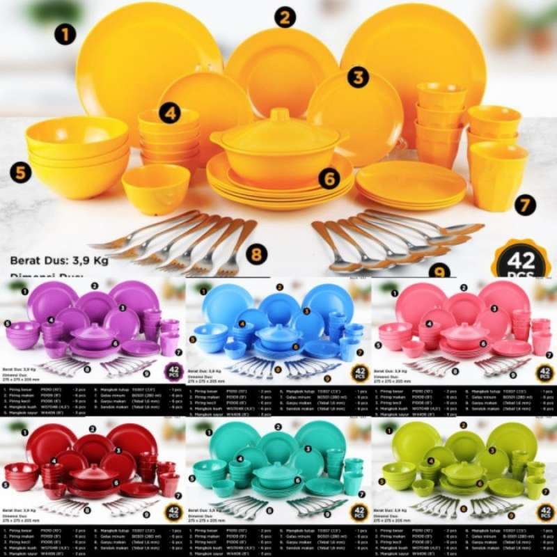 Promo Perlengkapan Makan Satu Set Melamin / Golden Flying Fish / Piring ...