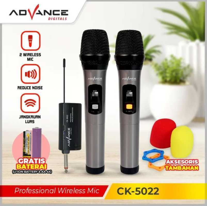 Jual Advance Microphone Professional Double Wireless Mic Wirless CK5022 Double Microphones di ...