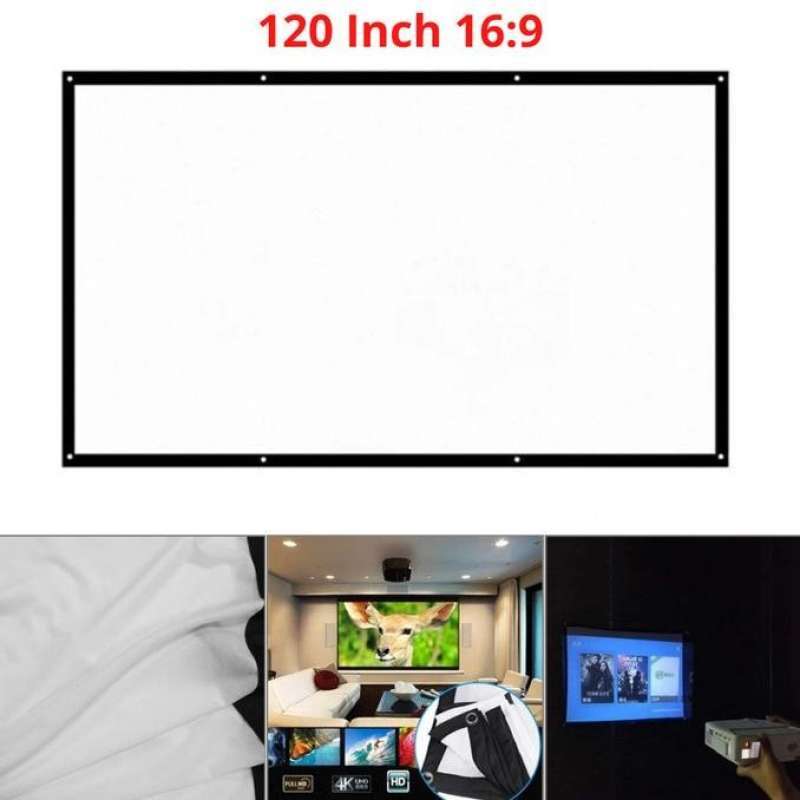 Promo LAYAR PROYEKTOR LIPAT 120 INCH PORTABLE 16:9 SCREEN PROJECTOR ...