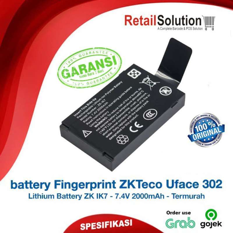 Promo Battery Baterai Mesin Absensi Fingerprint ZKTECO UFACE 302 / U ... Promo Battery Baterai Mesin Absensi Fingerprint ZKTECO UFACE 302 / U ...