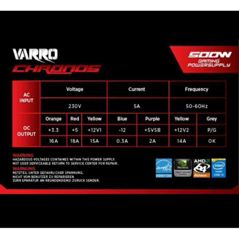 Jual Psu Varro Chronos 500w Power Supply Pc Komputer 4 Pin 500w ...