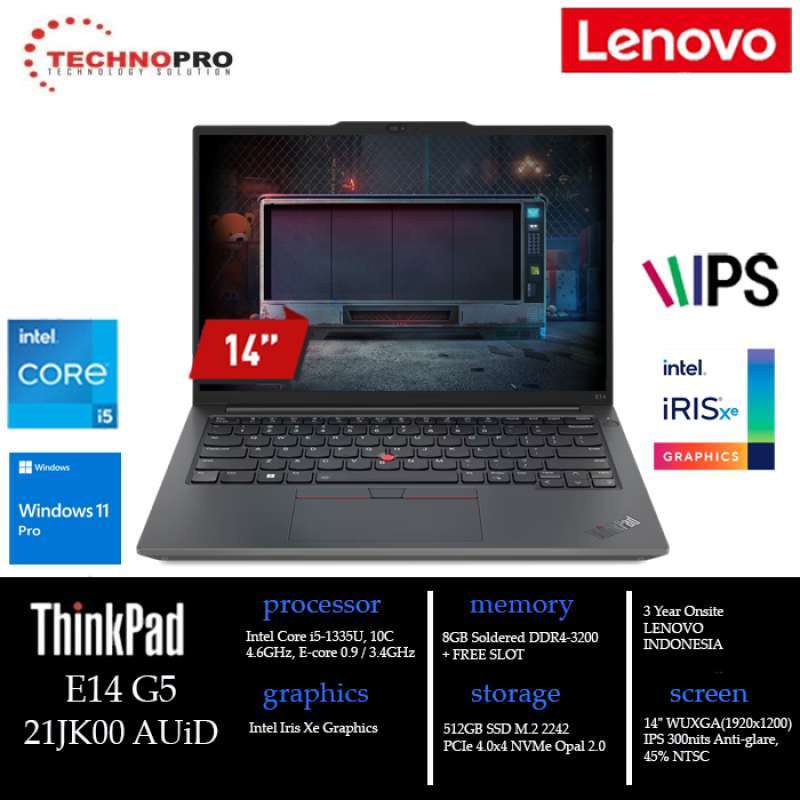 Promo Lenovo Thinkpad E14 Gen 5 AUID || Intel Core I5-1335U Iris Xe 8GB ...