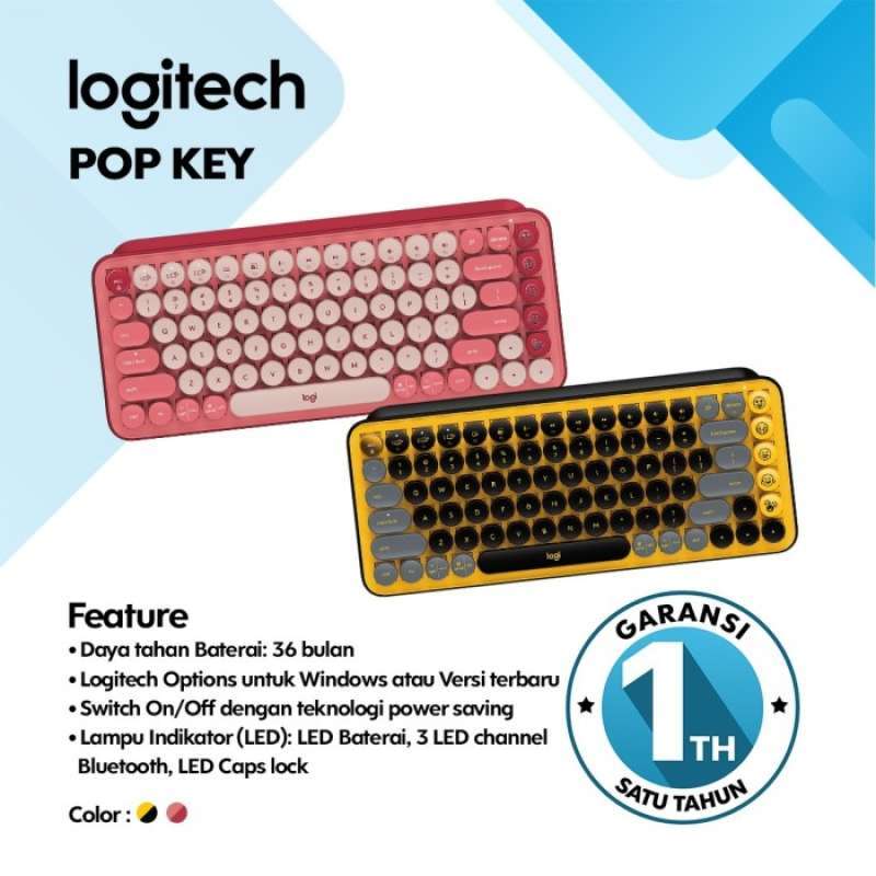 Jual Logitech Pop Keys Keyboard Wireless Mechanical Compact, Emoji Keys ...