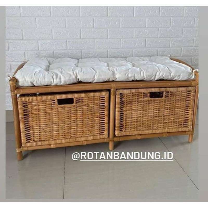 Jual Sofa Rotan/bench Rotan Dengan Laci/ Bench 2in1 - Hitam Di Seller ...