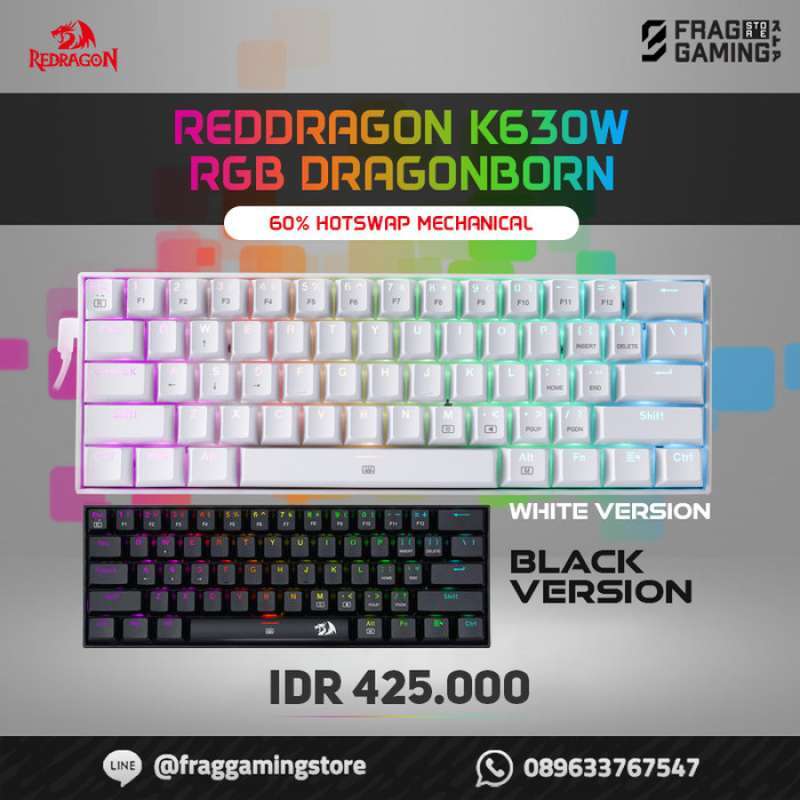 Jual Redragon / Reddragon K630W / K630 RGB DRAGONBORN WHITE KEYBOARD di Seller Indah Komputer ...
