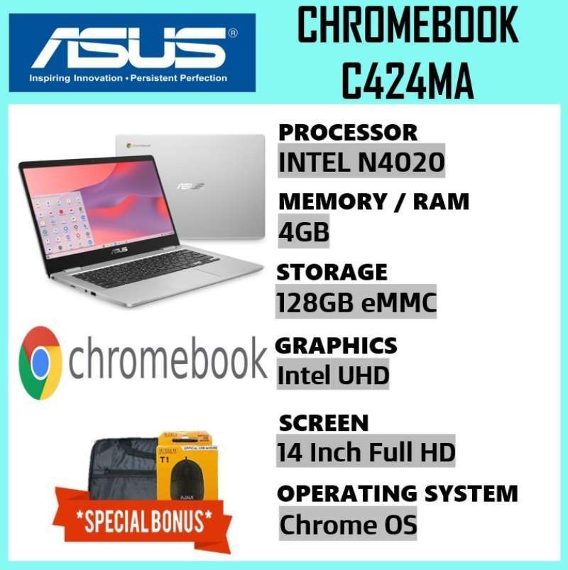 Jual Laptop Sekolah Asus Chromebook C424MA Intel N4020 Chrome Os Silver ...