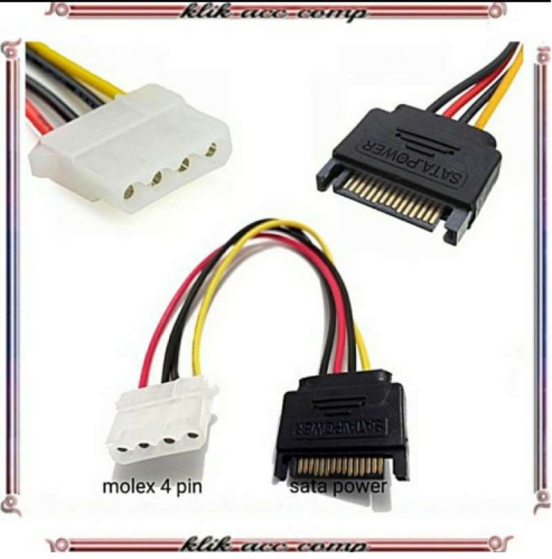 Jual Kabel Pawer Sata Molex 4pin Male To 15pin Female / Kabel Power ...