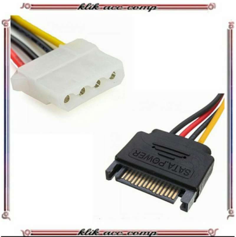 Jual Kabel Pawer Sata Molex 4pin Male To 15pin Female / Kabel Power ...