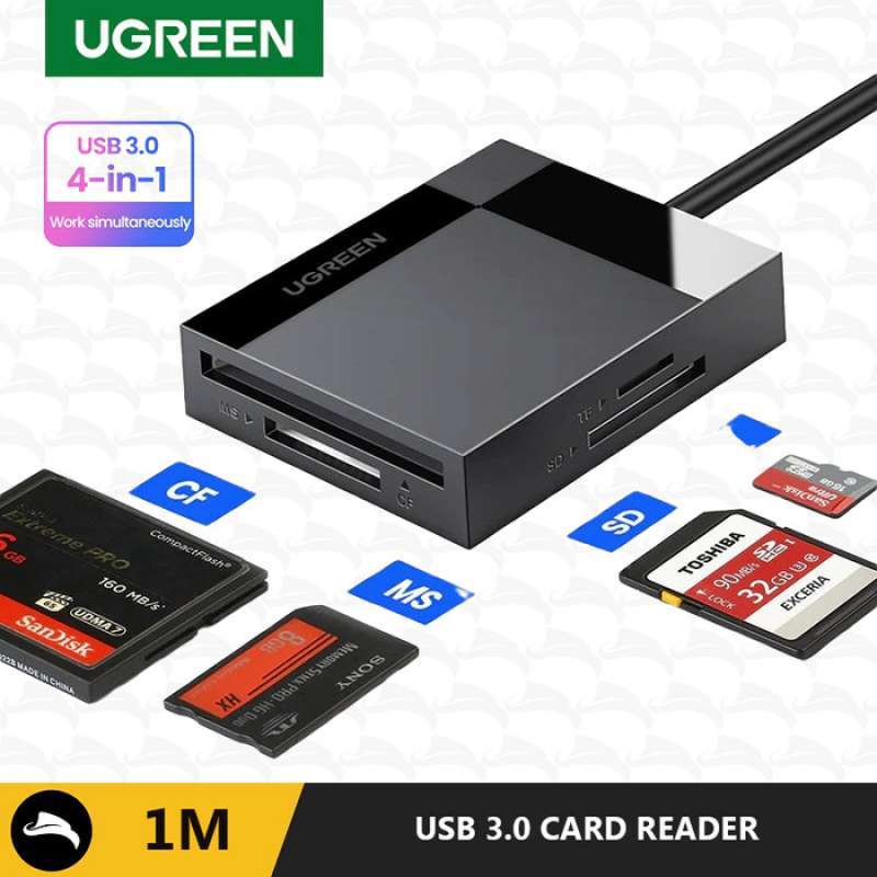 Promo UGREEN 30335 4IN1 USB 3.0 CARD READER TF SD MMC CF MS MEMORY CARD ...