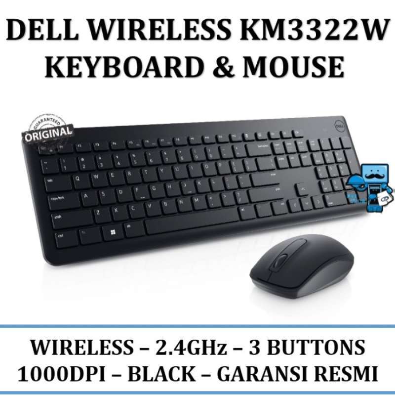Jual Dell KM3322W Wireless Keyboard Mouse Combo Black - di Seller Cora ...