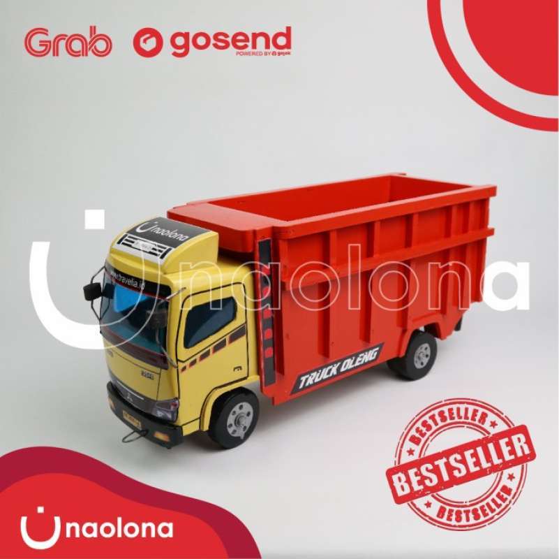 Promo Mainan Kayu Mobilan Anak Truk Jadul Miniatur Truck Kuning Oranye ...