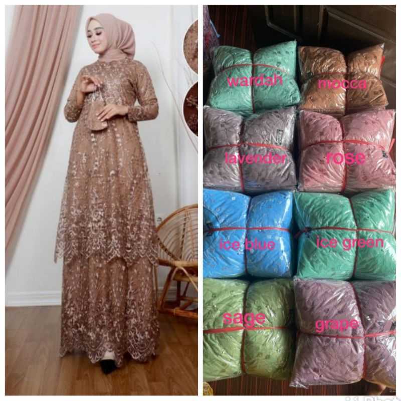 Jual Gamis Dress Malaysia Pesta Brokat Remaja Dewasa Terbaru Brukat Tile Premium Seragaman ...