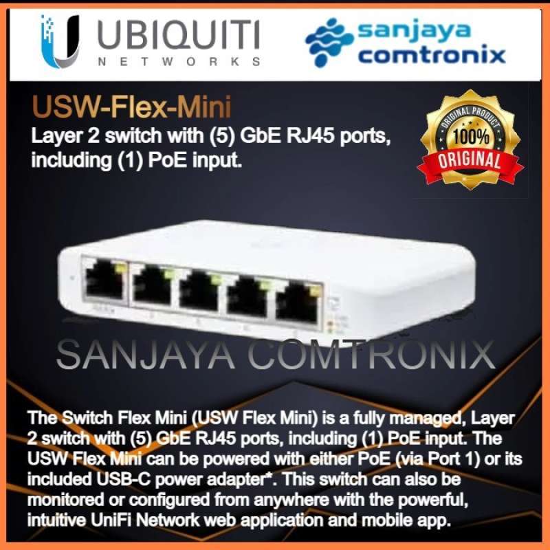 Promo Ubiquiti Usw Flex Mini Compact 5-port Gigabit Switch Managed ...