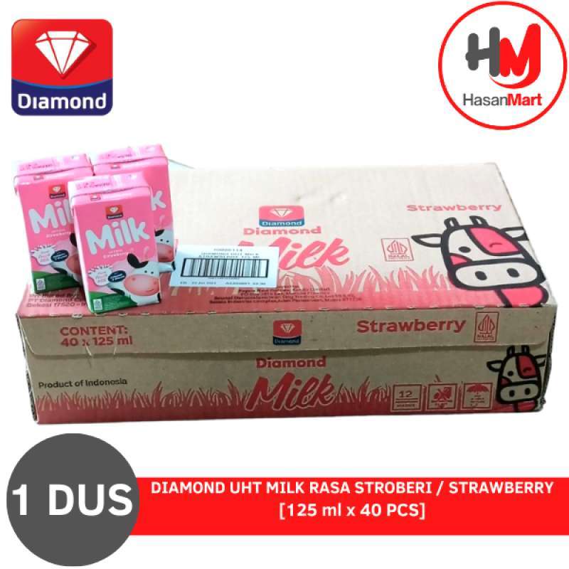 Jual DIAMOND UHT MILK RASA STROBERI / STRAWBERRY [125 ml / 1 DUS / 40 PCS] di Seller HASAN MART ...