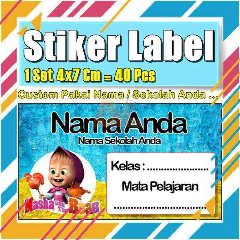 Jual Stiker Label Masha Model N Buku Pelajaran Anak Vol-167 - Uk 4x7 Cm ...