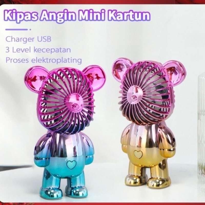 Jual Kipas Angin Beruang Mini Portable Karakter Gradasi Warna Model ...