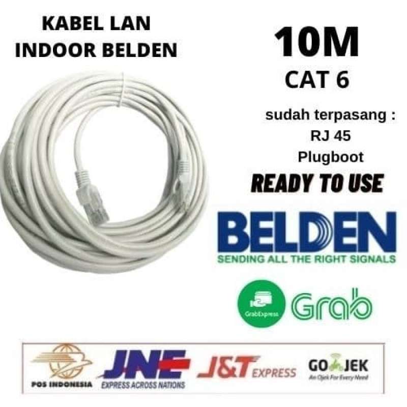 Promo KABEL LAN indoor Belden Cat 6 10 Meter Terpasang Rj45 Dan Plugboot Diskon 23% di Seller ...
