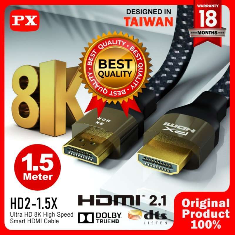 Promo HDMI Kabel 2.1 8K HighSpeed HDR Smart HDMI Cable 1.5 Meter PX HD2-1.5X Diskon 23% di ...