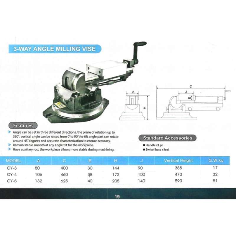 Promo 3 WAY ANGLE MILLING VISE TYPE CY -YEONG YIH TAIWAN Diskon 23% di ...