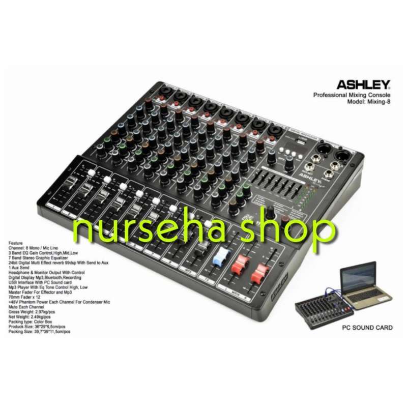 Jual mixer ASHLEY 8 channel mixing 8 PC sound card original garansi ...